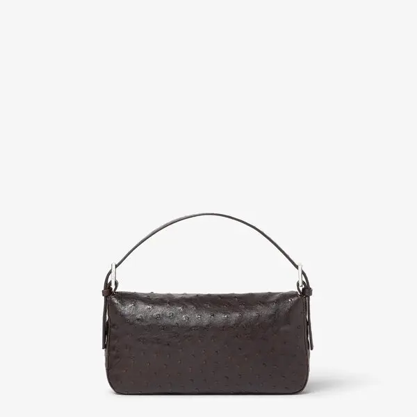 Fendi Baguette® 26424 Dark Brown Ostrich Leather Bag